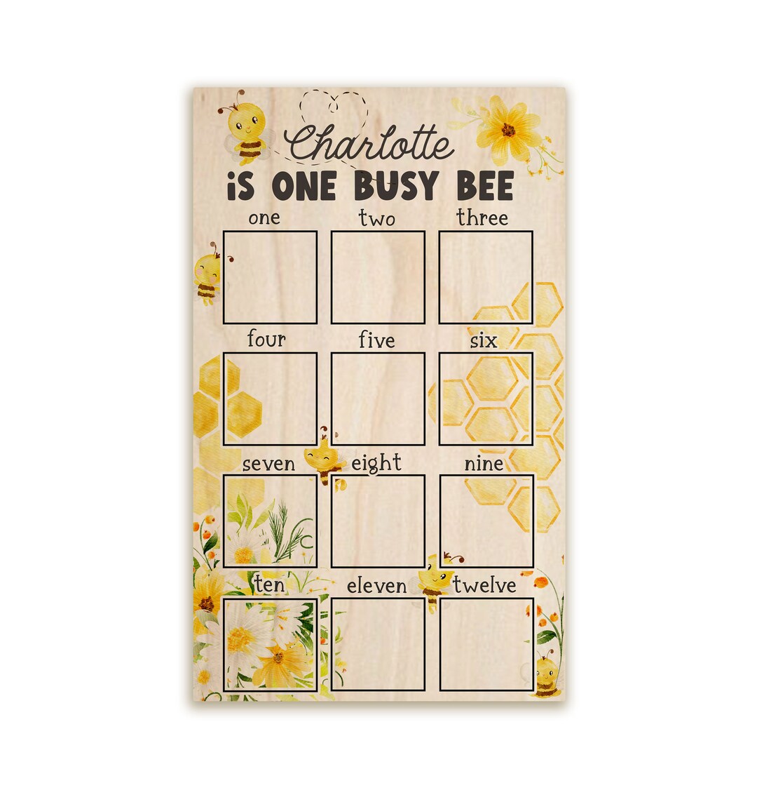 Busy Bee Theme One Year of Baby, First Year Board, 1st Birthday Picture ...