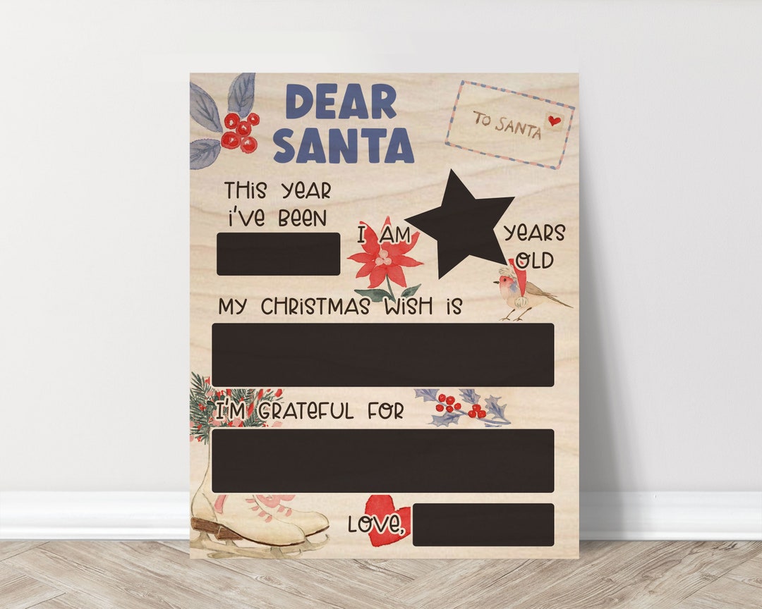 Dear Santa Sign Board, Christmas Photo Prop, Reusable Christmas Chalk ...