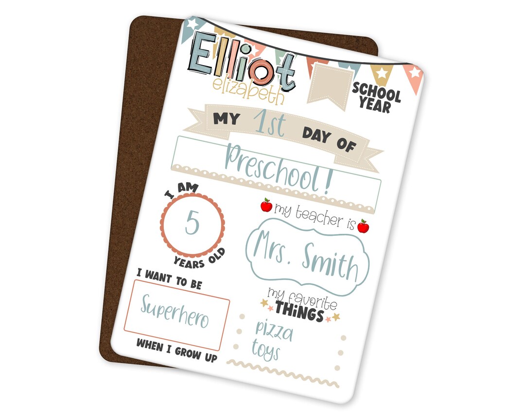 1st Day of School Sign, Reusable Dry Erase Board, Sign Back to School ...