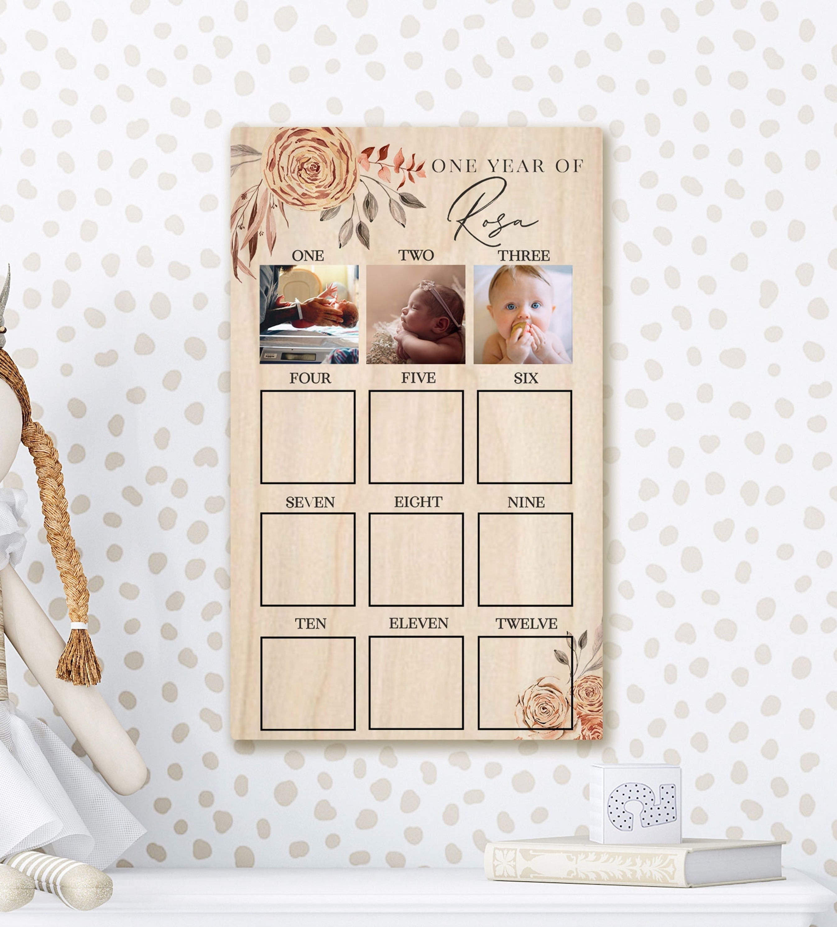 One Year of Baby, First Year Board, 1st Birthday Picture Board, First ...