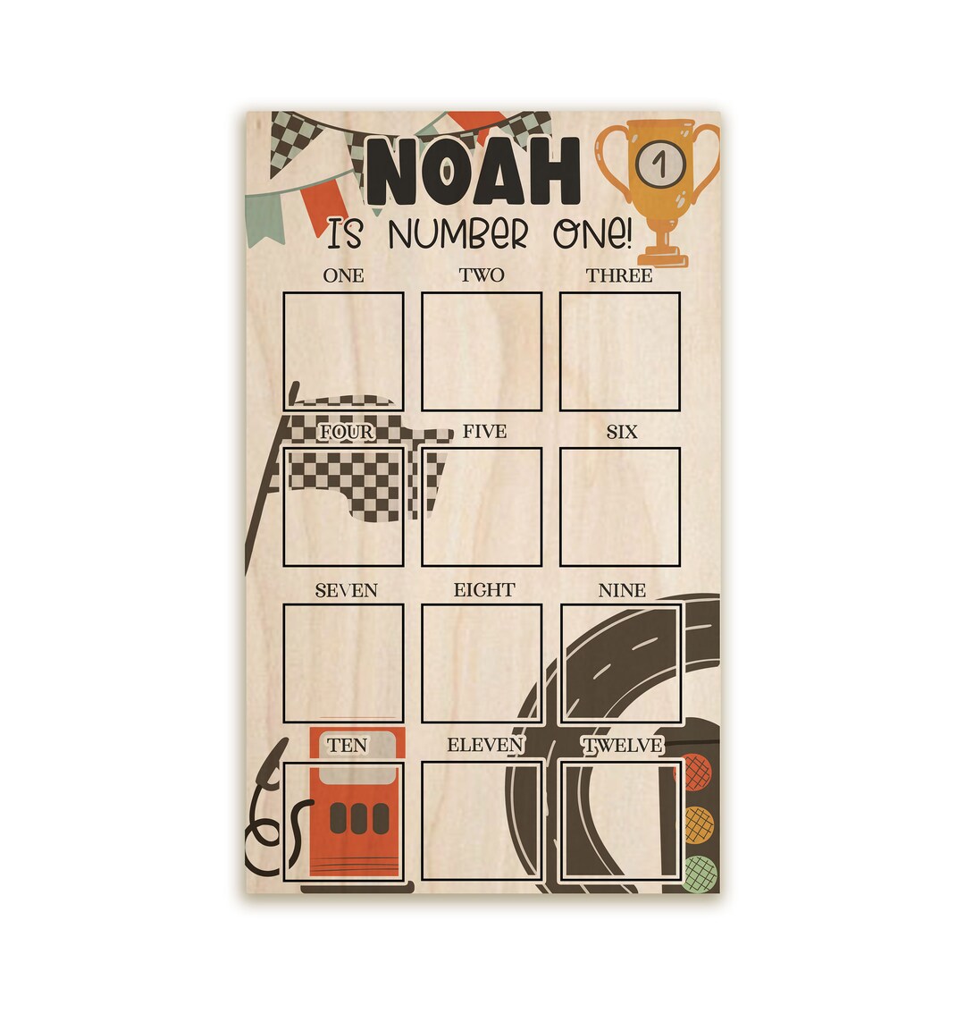 Year of Baby, Racing First Year Number One, 1st Birthday Picture Board ...