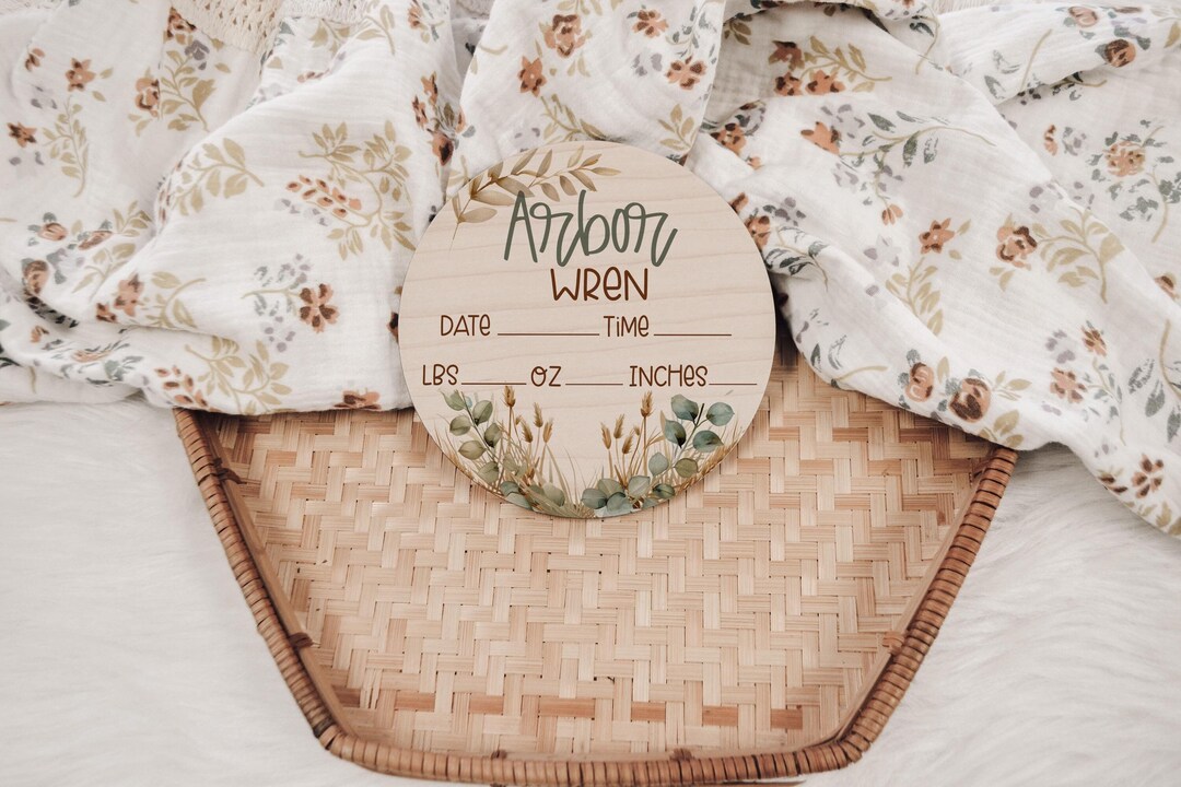 Wooden Baby Name Announcement Sign for Hospital, Gender Neutral ...