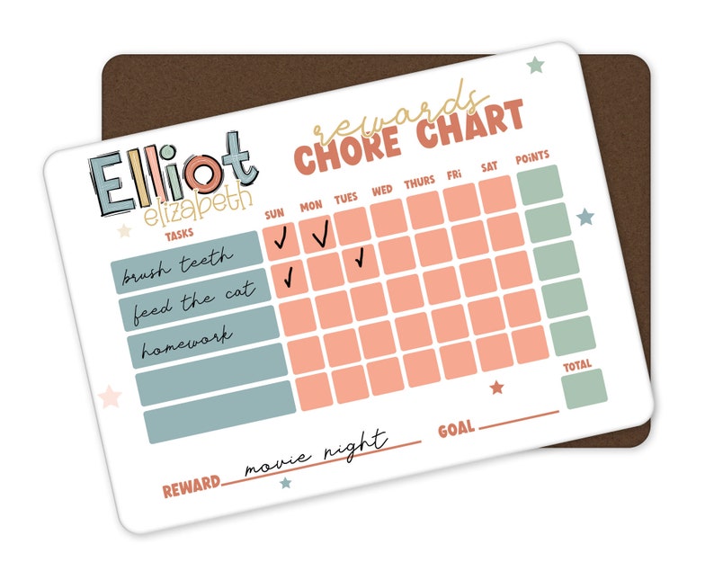 Daily Chore Chart, Editable Chore Chart, Kids Responsibility Chart ...
