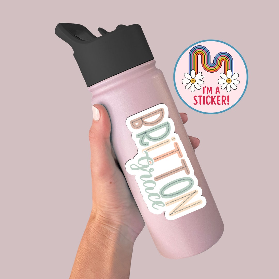 Water Bottle Sticker, Custom Name Decal, Name Stickers for Kids, Vinyl ...