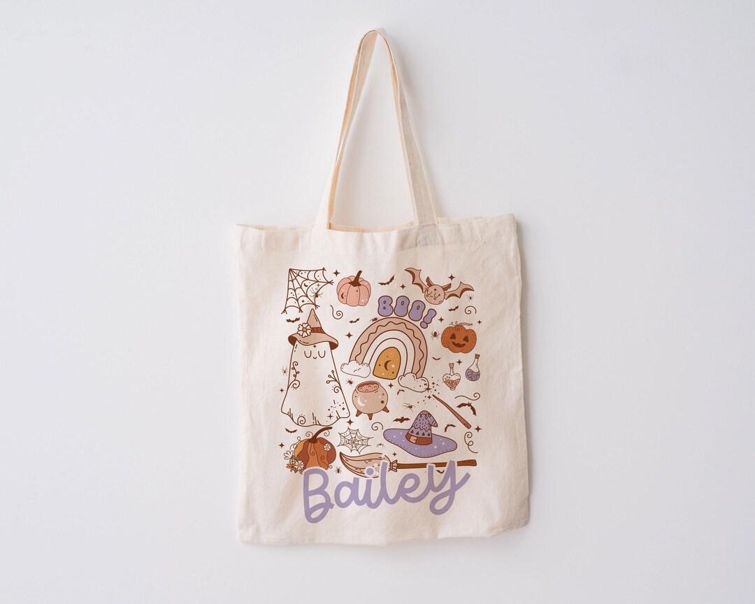 Boo Tote Bag, Halloween Trick or Treat Tote Bag, Custom Canvas ...