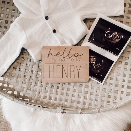 Hello My Name is Baby Name Sign Wood Sign Newborn Hospital - Etsy