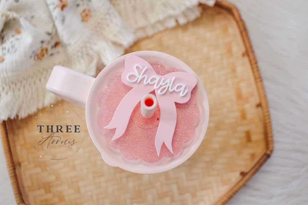 Coquette Bow Hydro Flask Name Plate, Scallop Tumbler Topper Tag ...