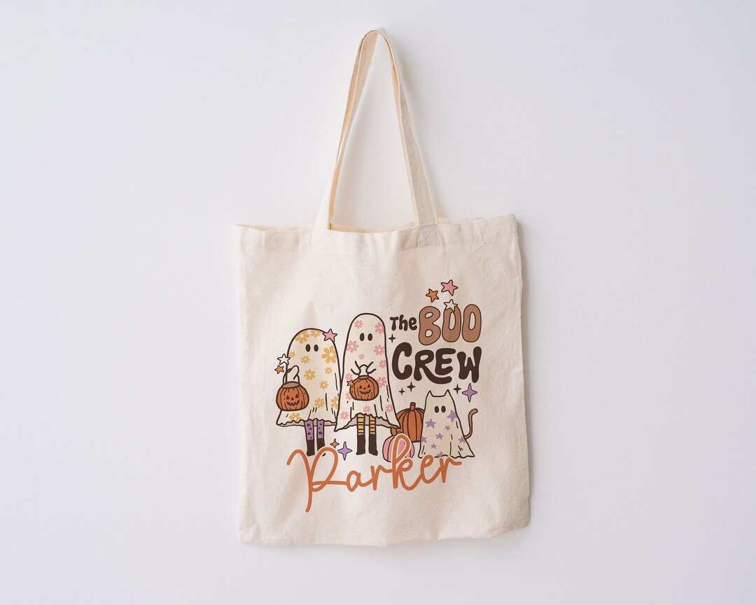 Halloween Trick or Treat Tote Bag, Custom Canvas Halloween Bag, Boo ...
