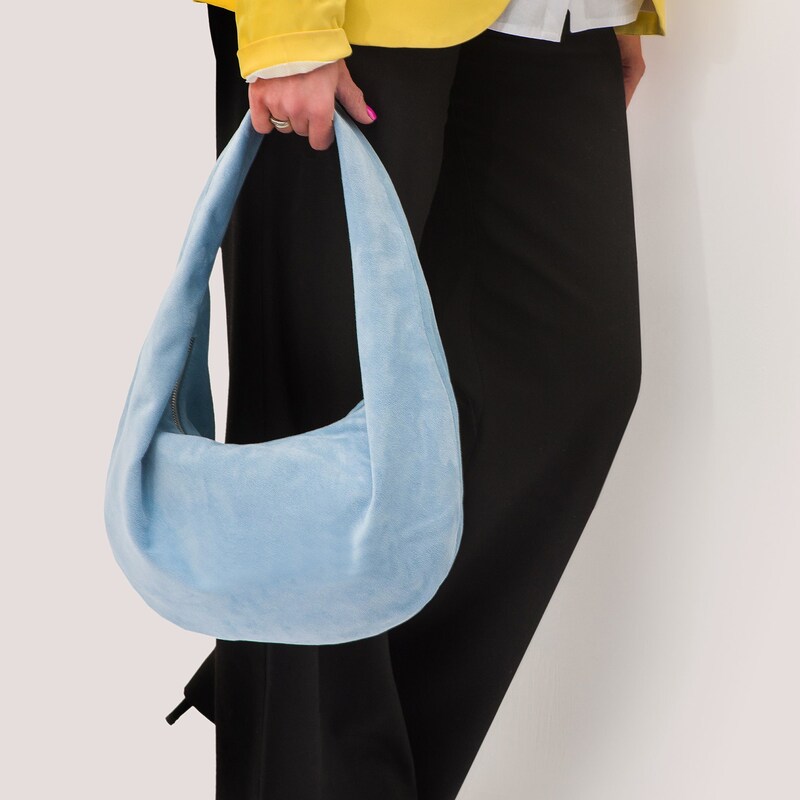 Light Blue Suede Tote Bag - Etsy