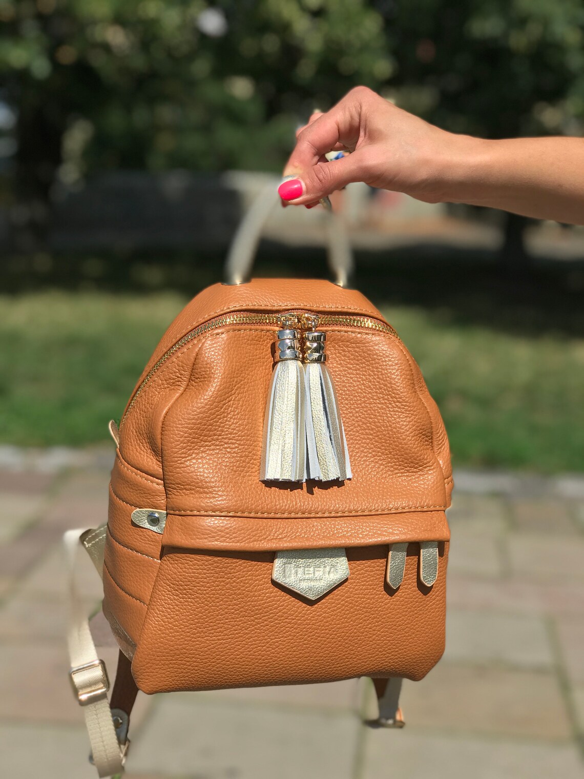 Brown Leather Backpack Small Leather Backpack Women Bag for | Etsy