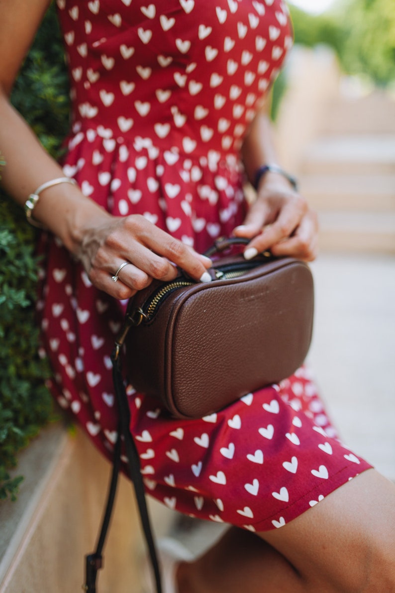 Leather Crossbody Bag Small Red Bag Crossbody Handbag With | Etsy