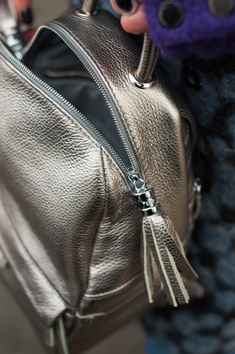 Golden Leather Backpack Women's Rucksack for School, Urban Work Travel ...