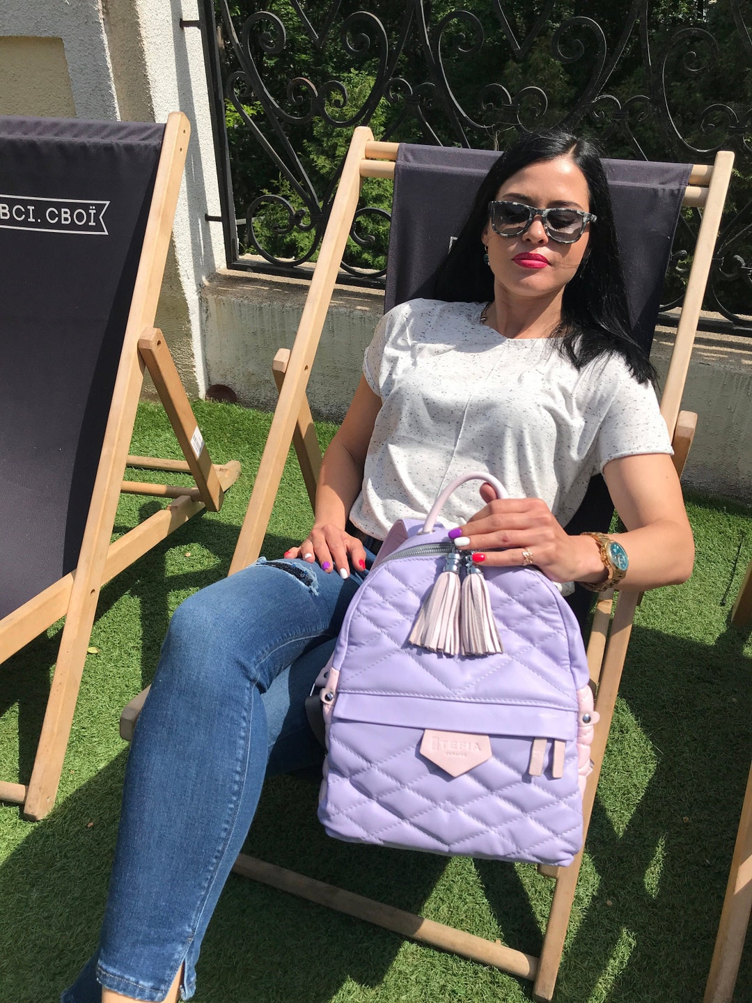 Pink Leather Backpack, Luxury Backpack, Lavender Leather Backpack ...