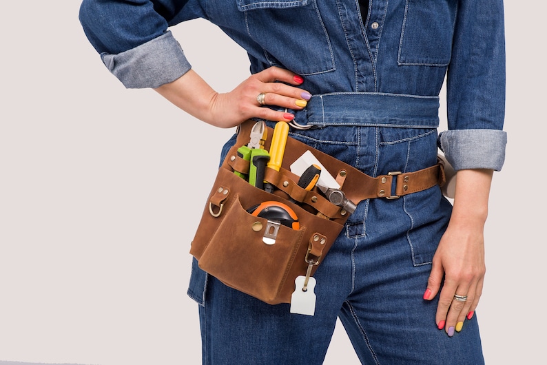 Brown Leather Tool Belt, Belt Bag for Tools, Tools Pouch, Personalised ...