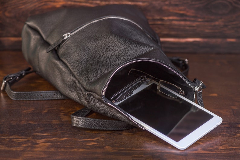 Black Leather Backpack: Large Italian Leather Laptop Bag - Etsy