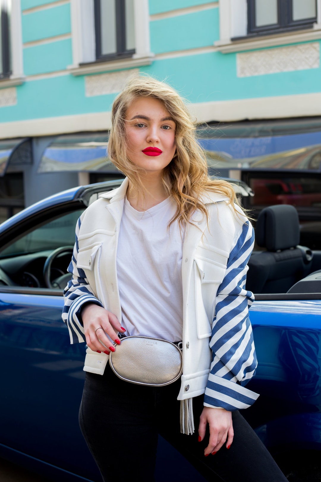 Silver Fanny Pack for Woman, Leather Fanny Pack, Leather Belt Bag, Fanny Pack, Leather Bag ...