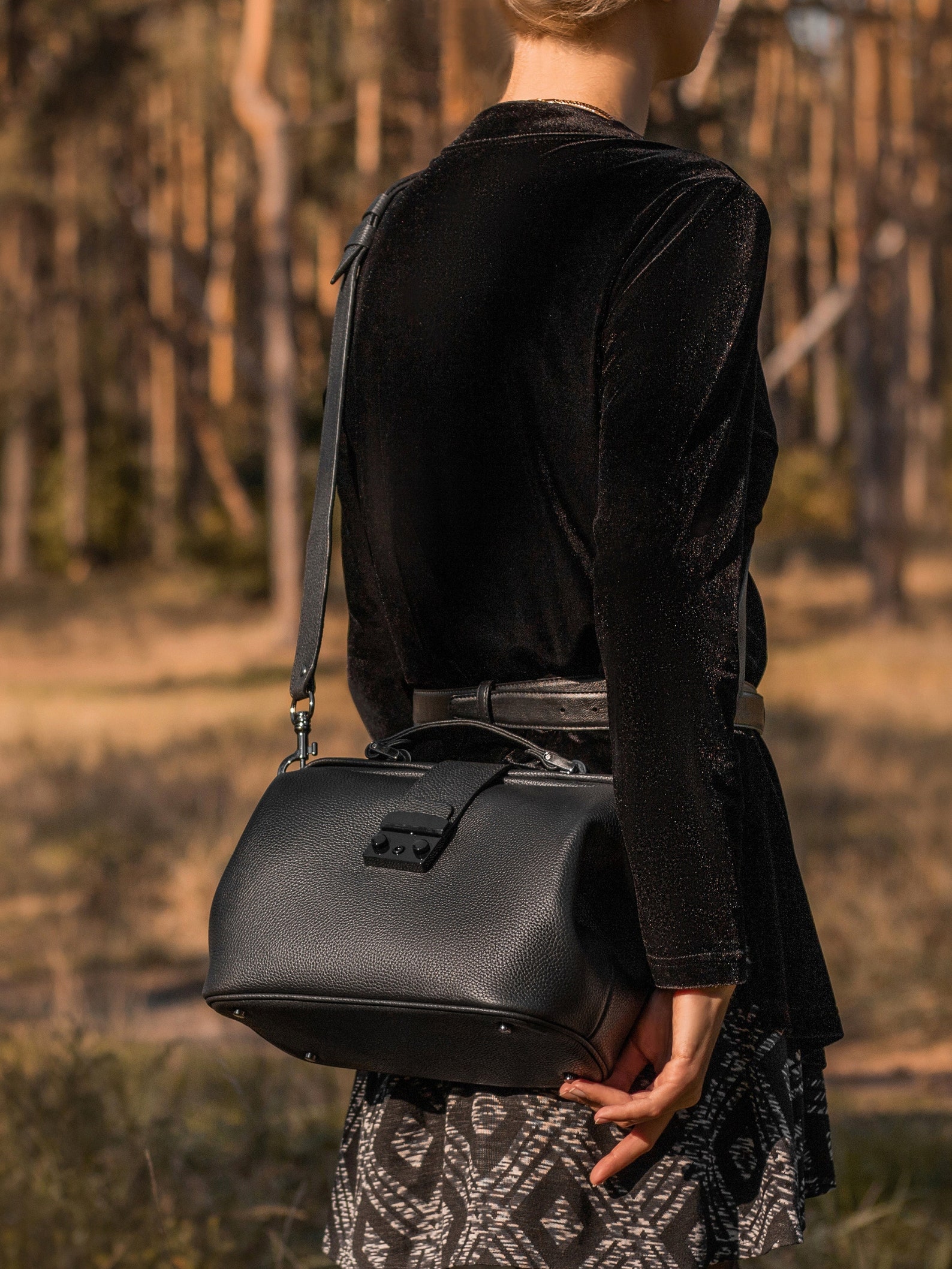 Large Leather Doctor Bag Modern Lady Bag Soft Black - Etsy