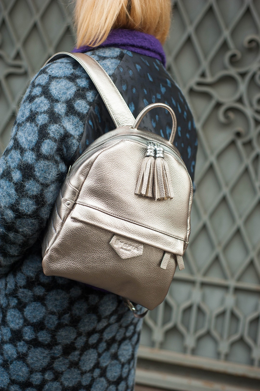 Golden Leather Backpack Women's Rucksack for School, Urban Work Travel ...