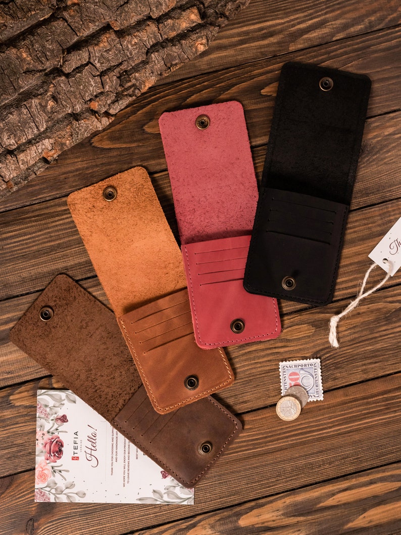 Leather Mini Wallet Monogrammed Personalized Wallet Engraved - Etsy