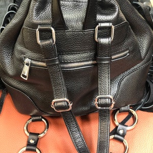 Black Leather Backpack With Fringe Tassel, Women Laptop Rucksack, Boho ...