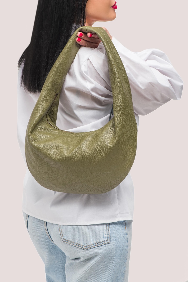 Green Leather Hobo Bag - Hobo Bag - Leather Purse - Medium Shoulder Bag ...