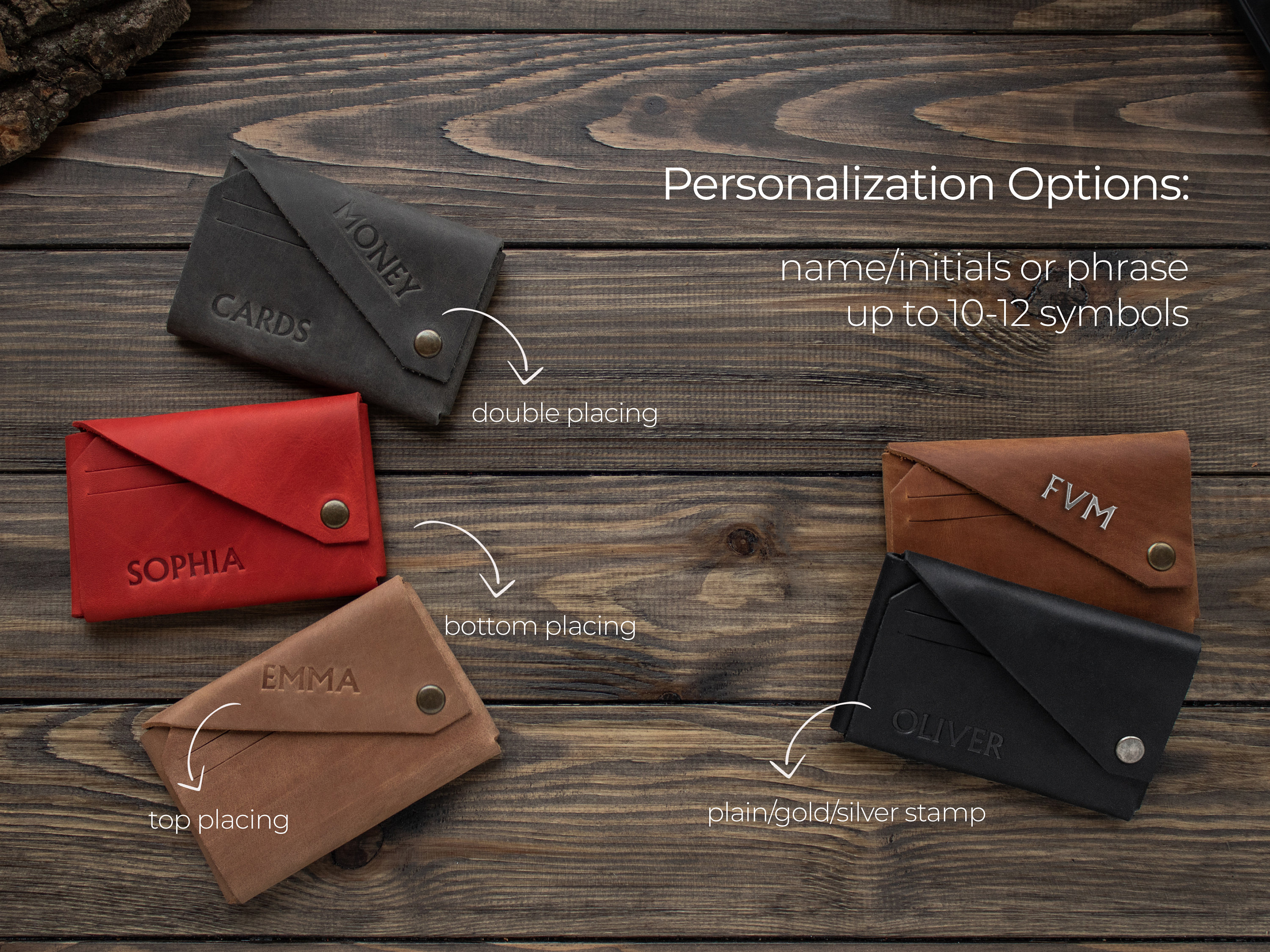 Personalized Leather Wallet Monogram Leather Slim Wallet | Etsy