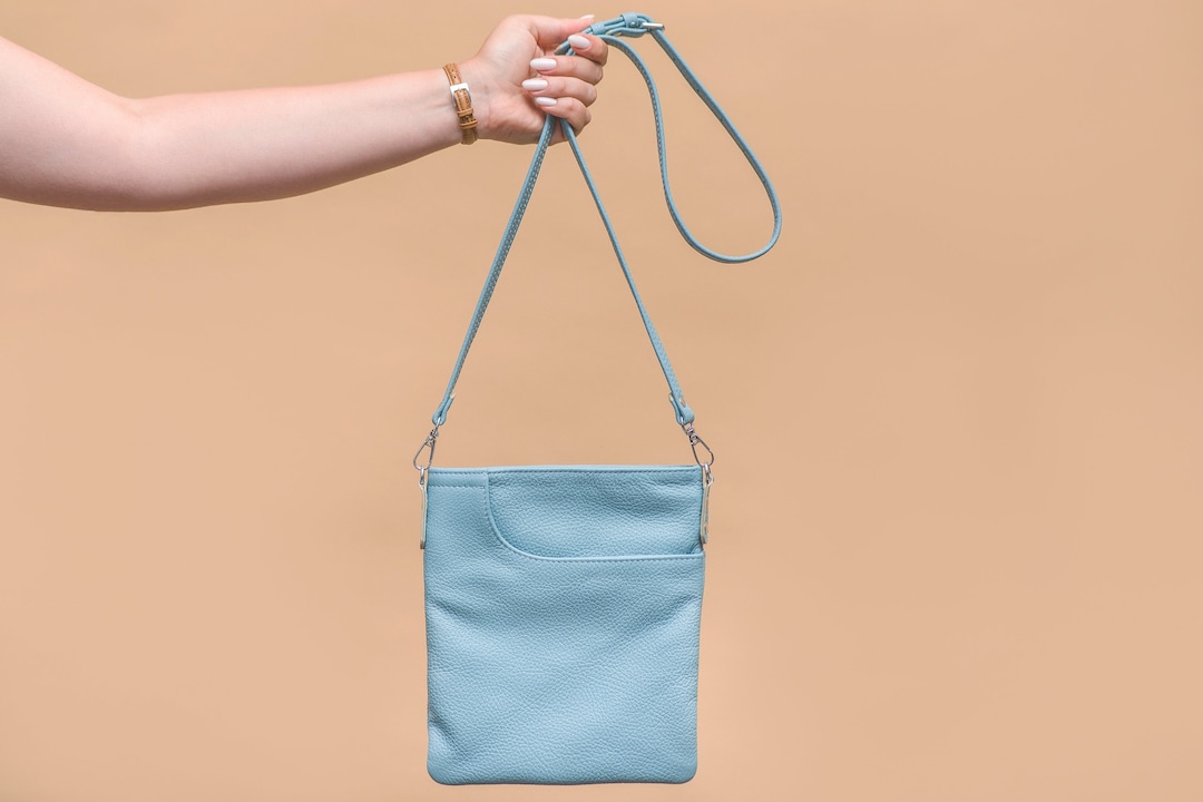 Mini Crossbody Purse - Leather Crossbody Bag - Blue Shoulder Bag ...
