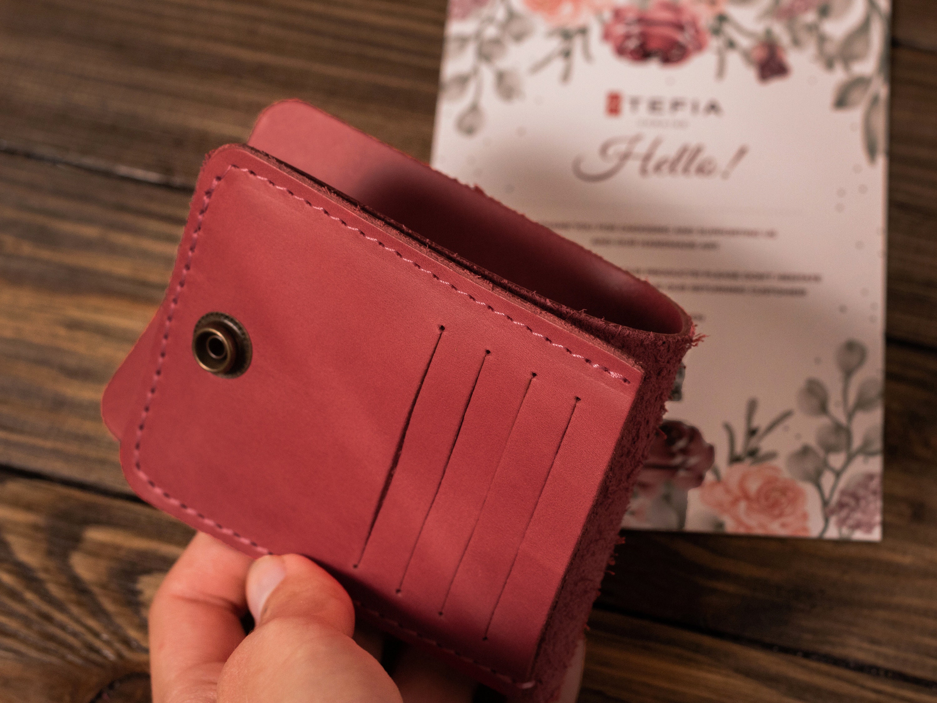 Leather Mini Wallet Monogrammed Personalized Wallet Engraved | Etsy