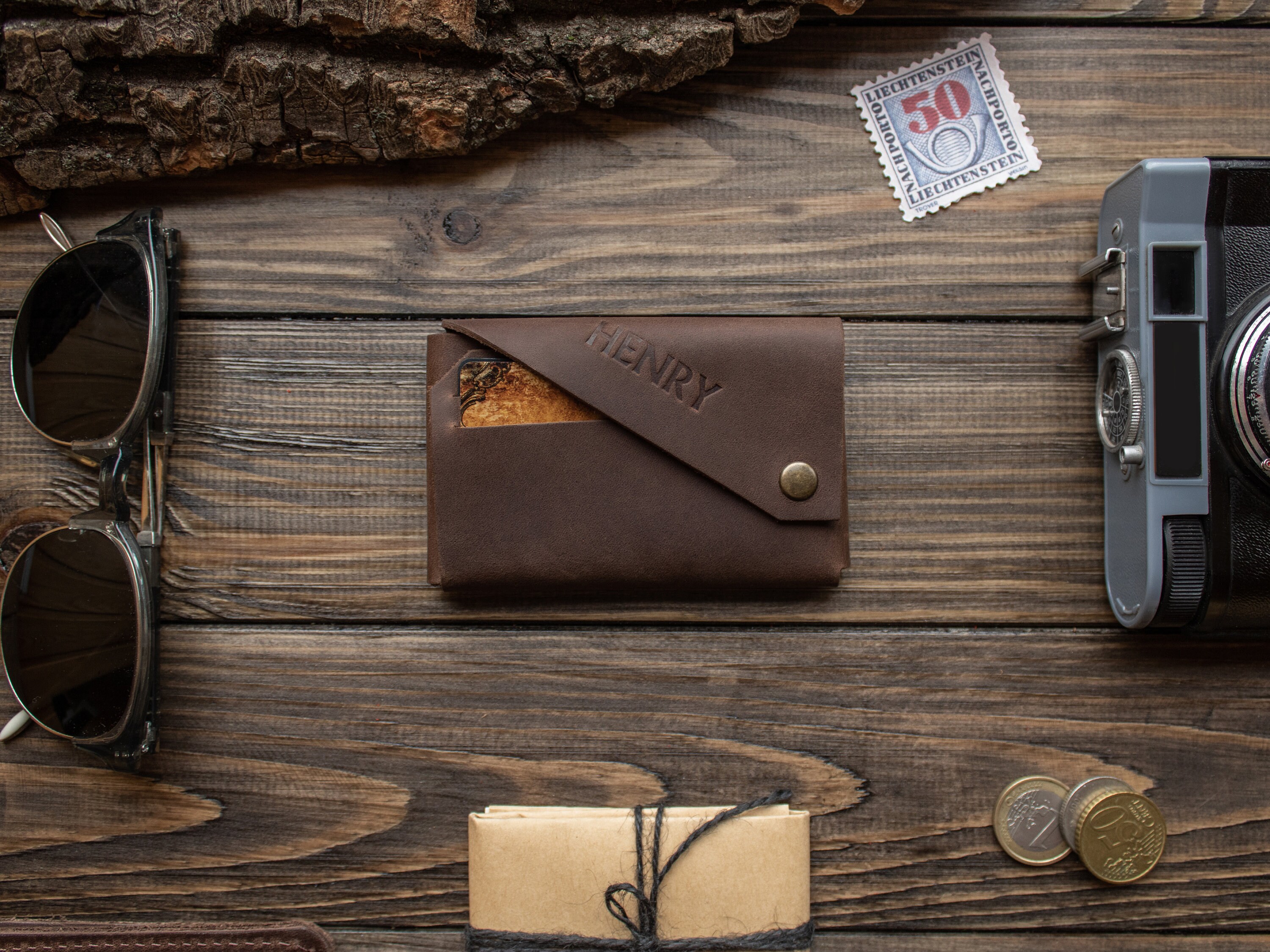 Personalized Leather Wallet Monogram Leather Slim Wallet | Etsy