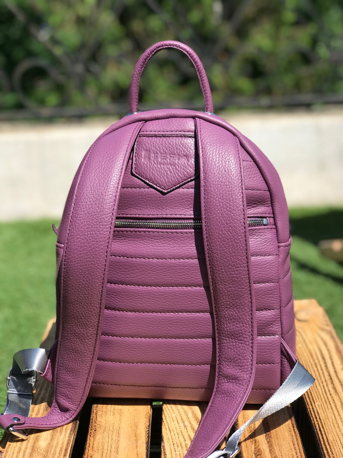 Purple Leather Backpack Soft Leather Rucksack Small Travel | Etsy