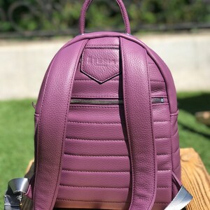 Purple Leather Backpack, Soft Leather Rucksack, Small Travel Bag ...