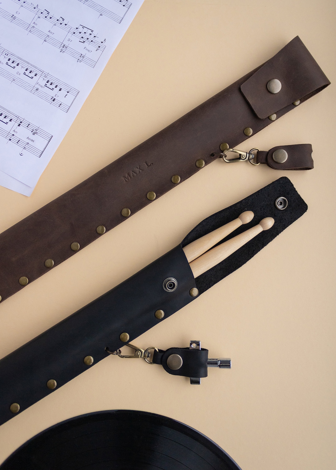 Custom Drumstick Leather Bag, Personalized Drummer Gift, Drum Stick ...