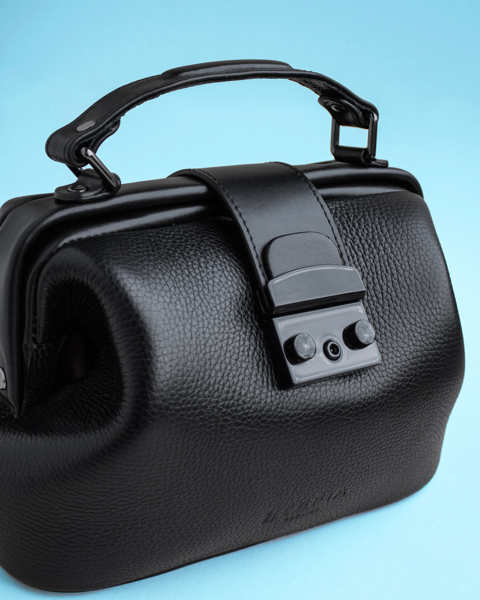 Black Doctor Bag Purse Leather Bag Crossbody Bag Medium - Etsy