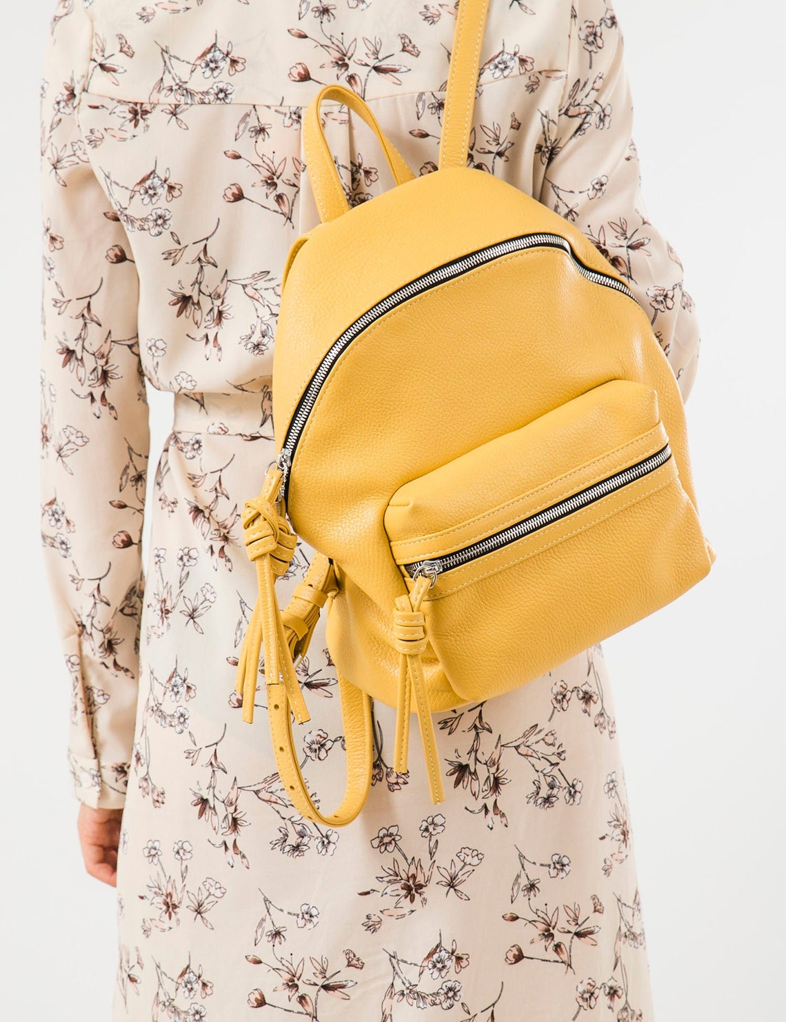 Yellow Leather Backpack Backpack for Women School Backpack - Etsy