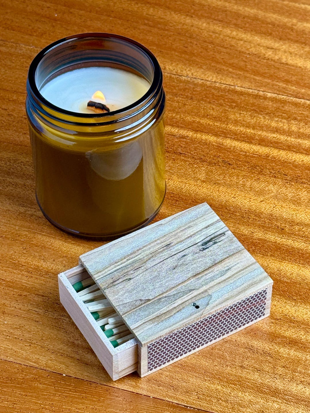 Small Ambrosia Maple Matchbox for Candles | Handmade Wooden Match ...