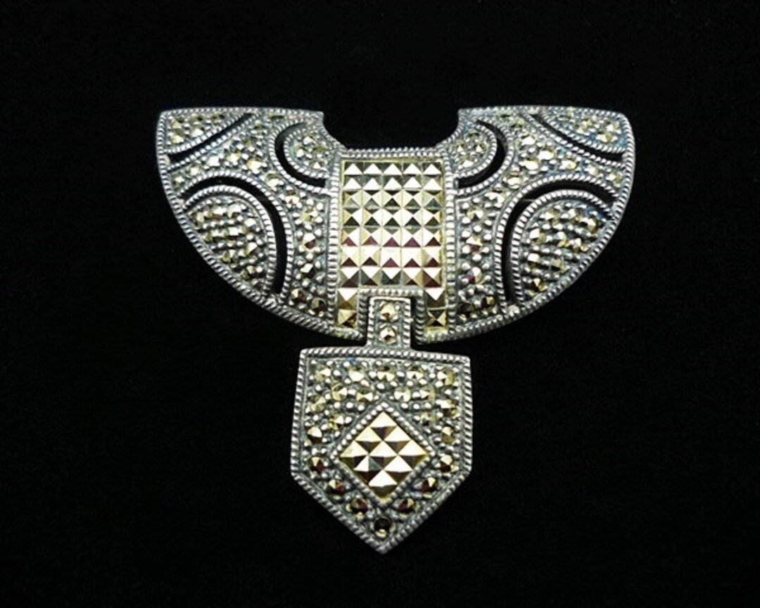 Vintage Judith Jack Sterling Silver Marcasite Art Deco Brooch, Judith ...