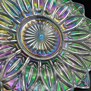 Vintage Federal Glass Iridescent Clear Petal Glass Plate, Serving Plate ...