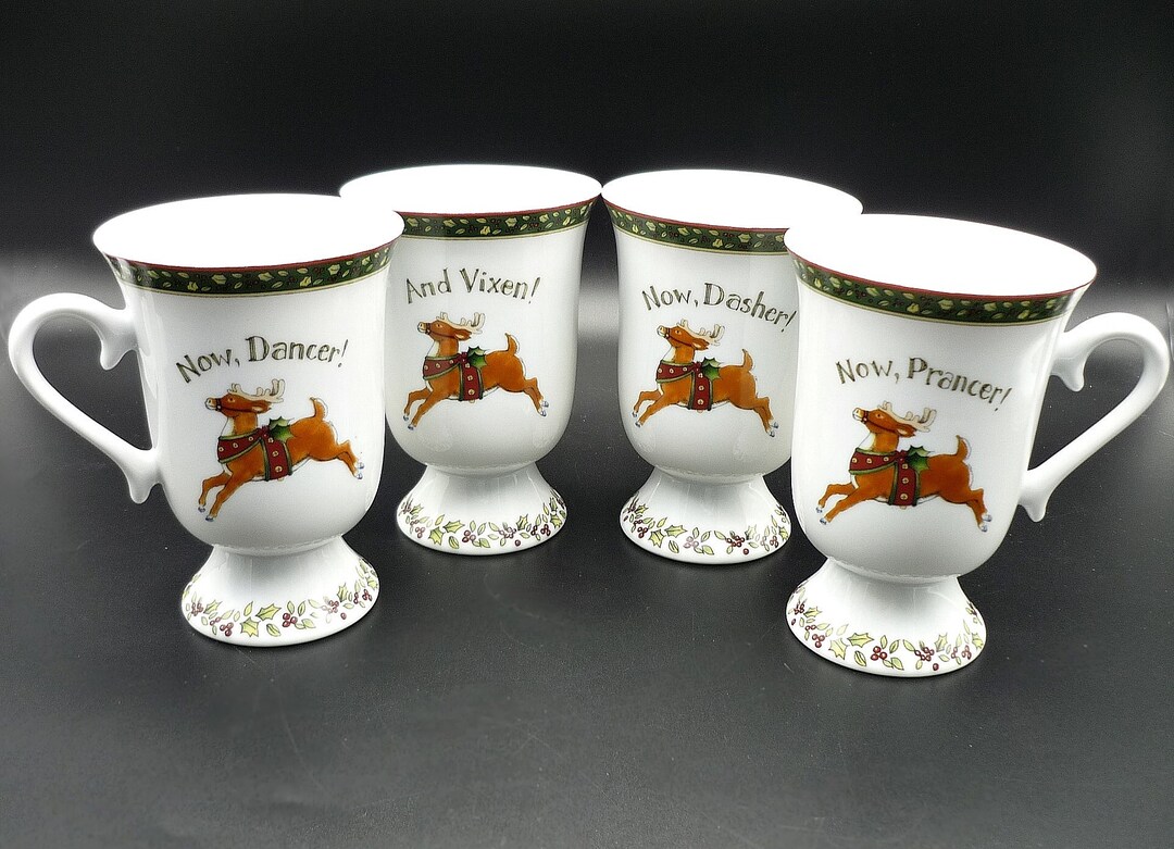 MINT Portmeirion Christmas Story Pedestal Mug Set of 4, Christmas Mugs ...