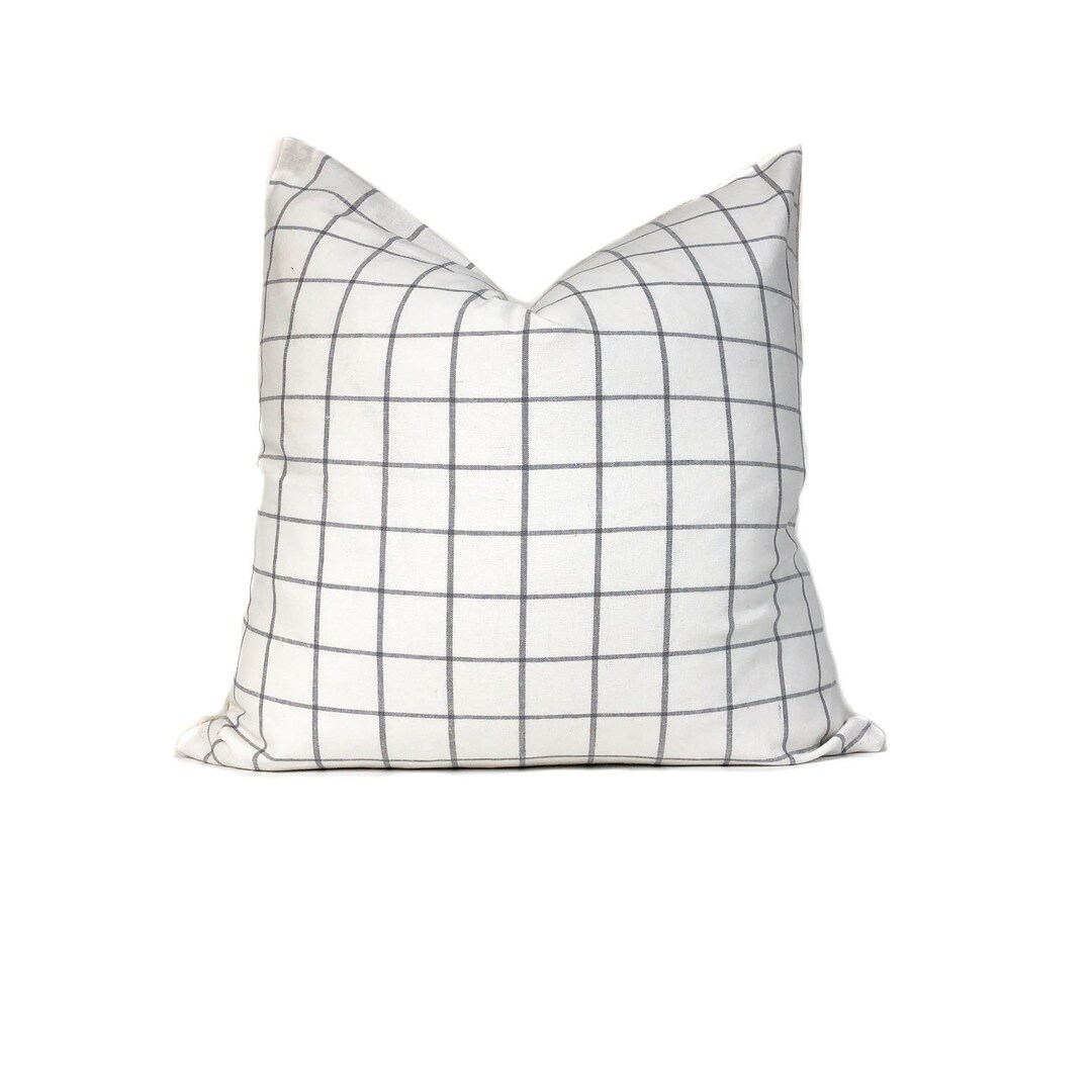 Windowpane Pillow Cover Grey and White No6012 , Throw Pillows Pillow ...