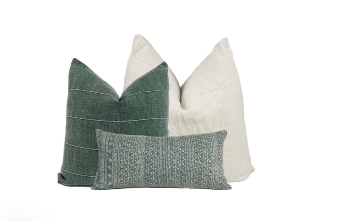 Pillow Combo #26 Pillow Sets Decorative Pillows Green Pillows Striped Pillows African Mudcloth ...