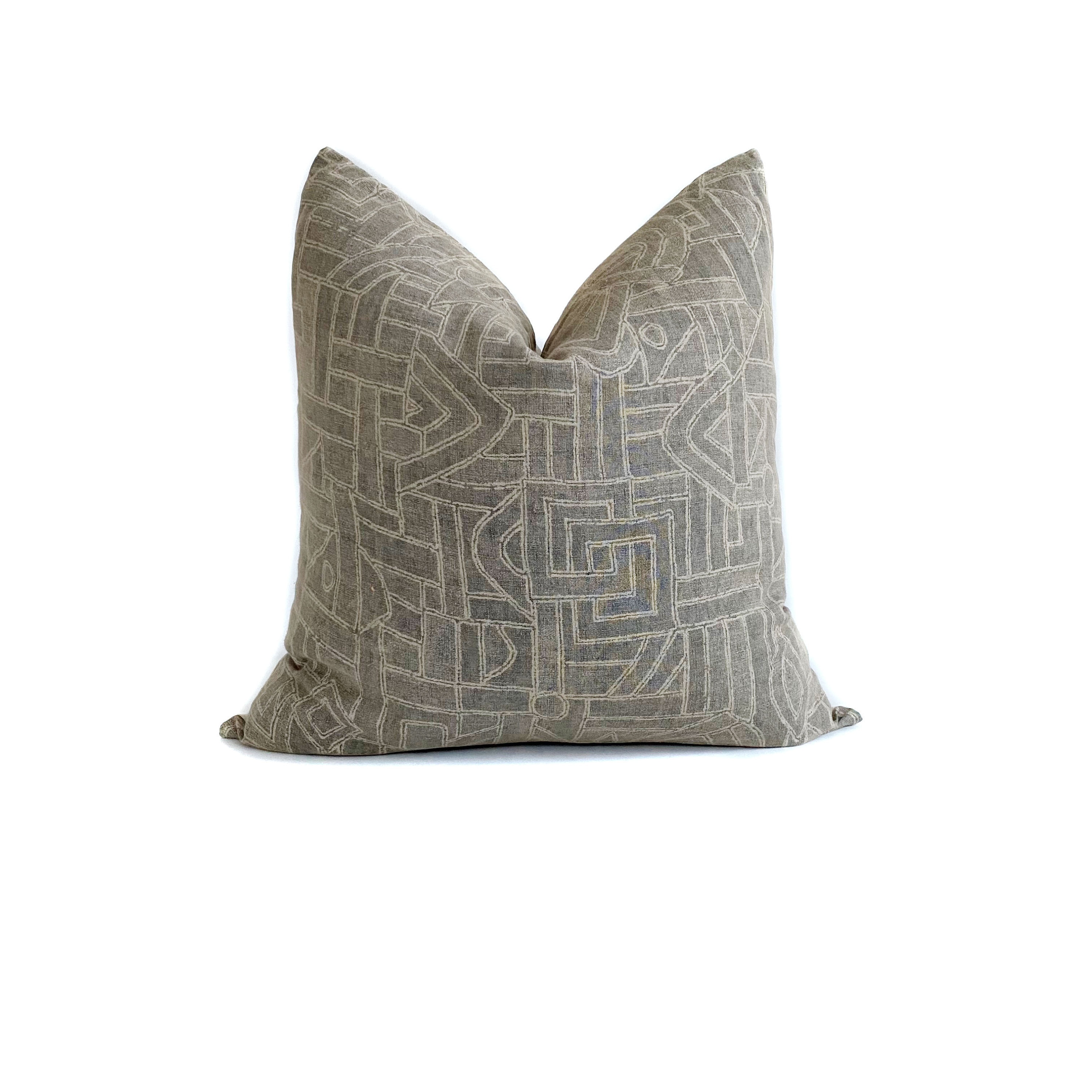 Geometric Pillow Cover Lines Maze Basalt Grey Tan Neutral - Etsy Singapore