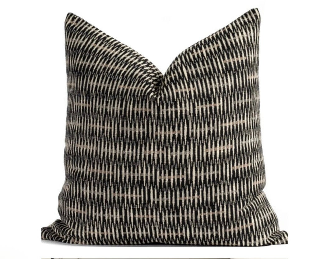Black and Tan Geometric Stripe Pillow Cover: Modern Indoor/outdoor ...