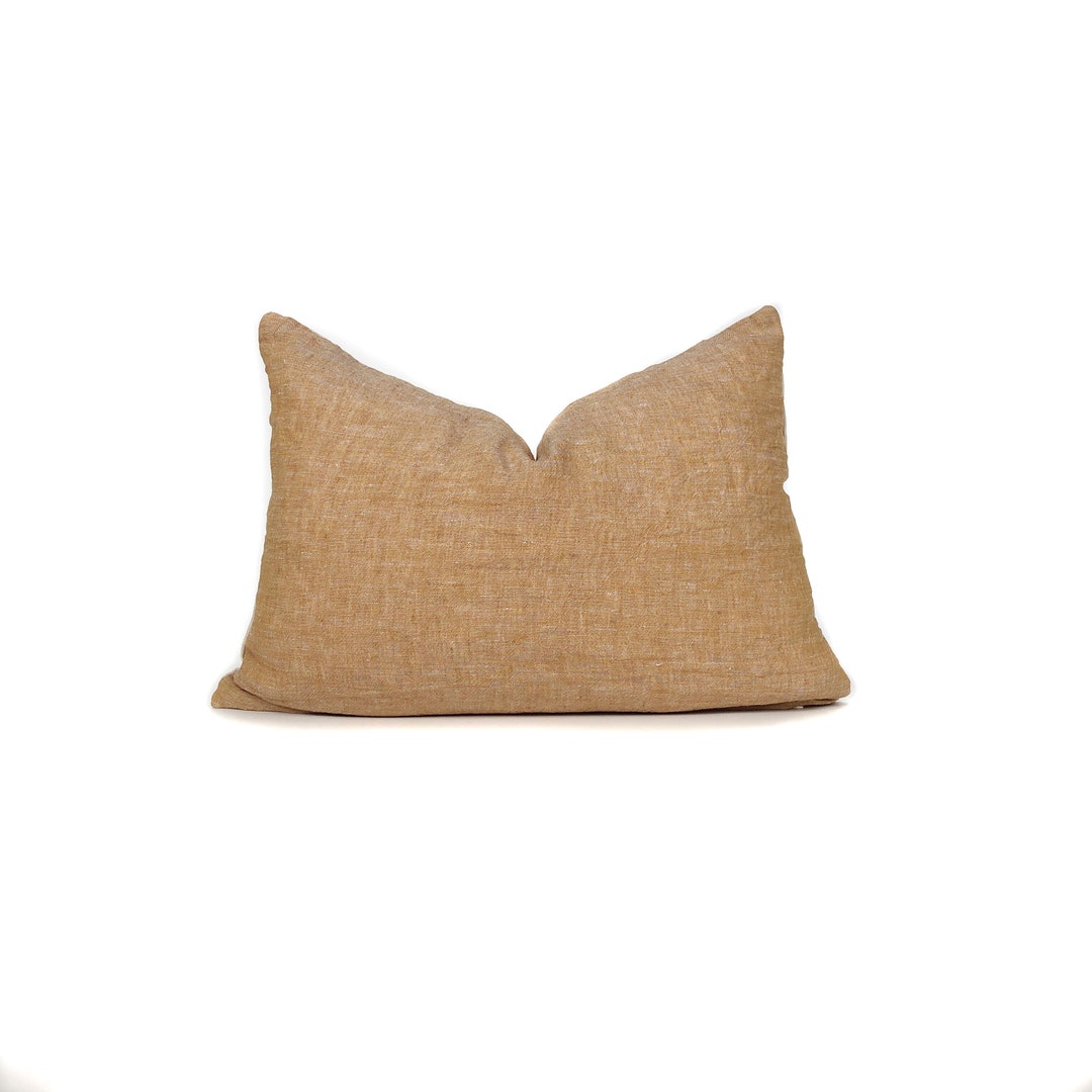 Amber Italian Linen Pillow Cover: Solid Color Decorative Cushion - Etsy