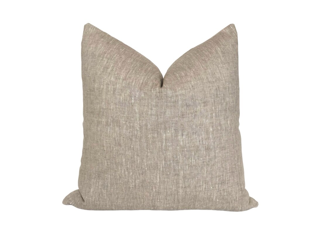 Sand Beige Solid Linen Pillow Cover Cotton Linen Blend Designer Throw ...