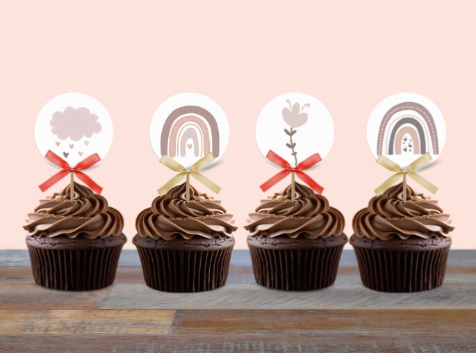 Editable Pink Boho Rainbow Shower Mega Party Pack for Canva - Etsy