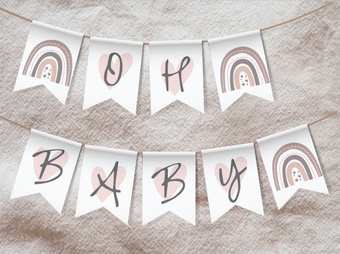 Editable Pink Boho Rainbow Shower Mega Party Pack for Canva - Etsy