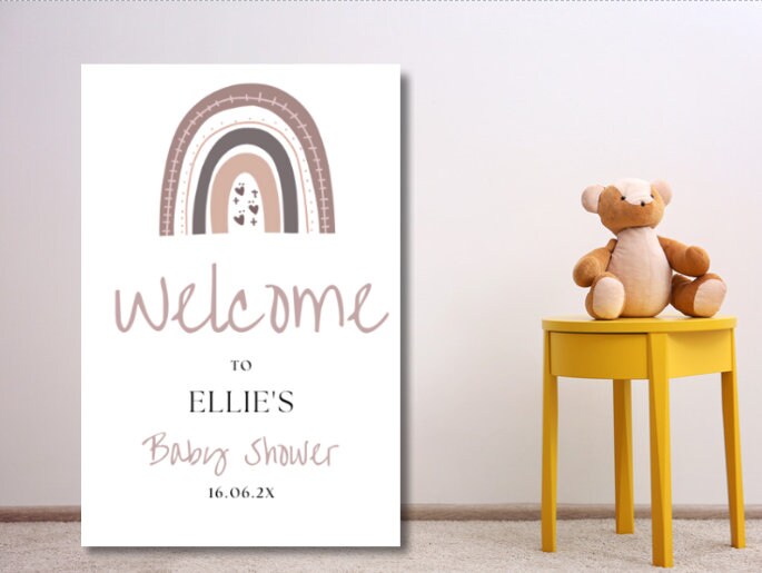 Editable Pink Boho Rainbow Shower Mega Party Pack for Canva - Etsy