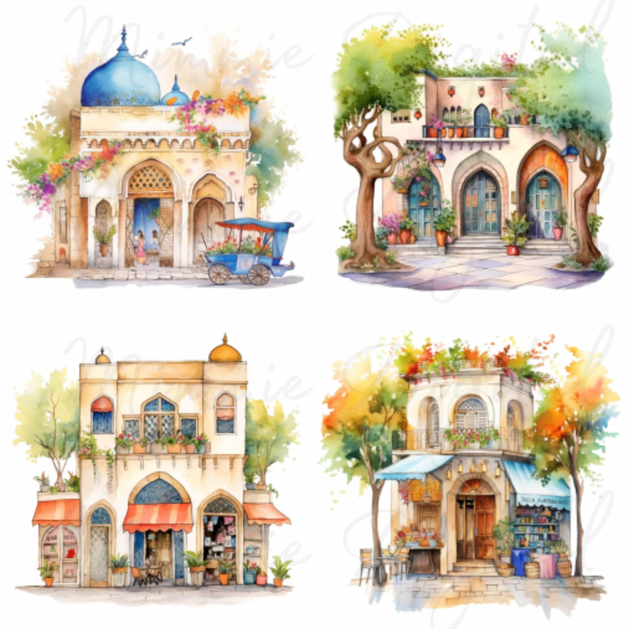 Houses of Iran, Watercolor Clipart, 16 High Quality PNG Transparent ...