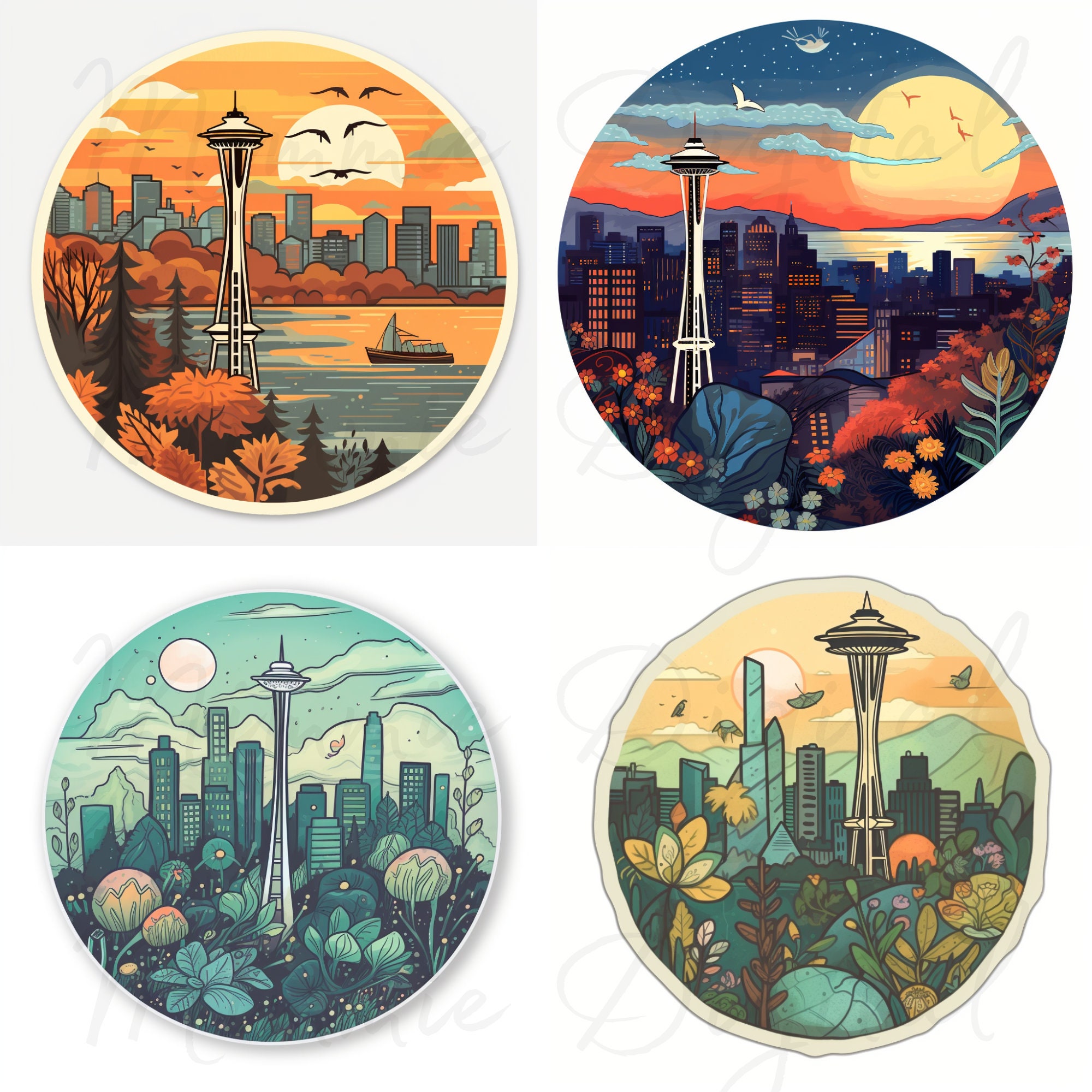 Houses of Seattle, USA, Watercolor, Clipart, 15 High Quality PNG ...