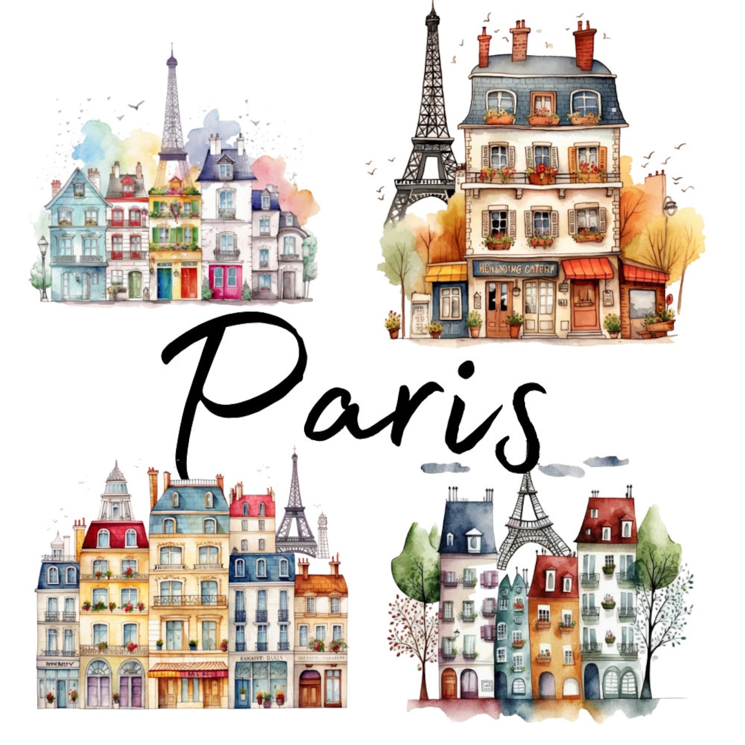 Houses of Paris, France, Watercolor, Clipart, 20 High Quality PNG ...